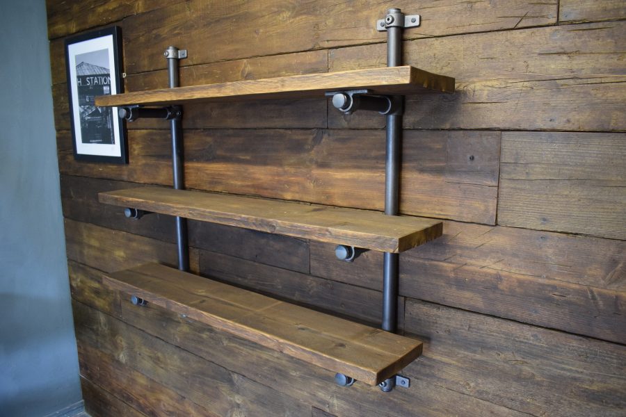 Trio Industrial Style Scaffold Shelves, Raw Steel Brackets, Reclaimed ...