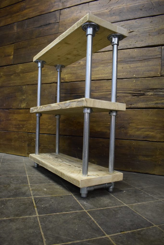 Trio Freestanding Shelving Unit, Reclaimed Scaffold Boards, Galvanised ...